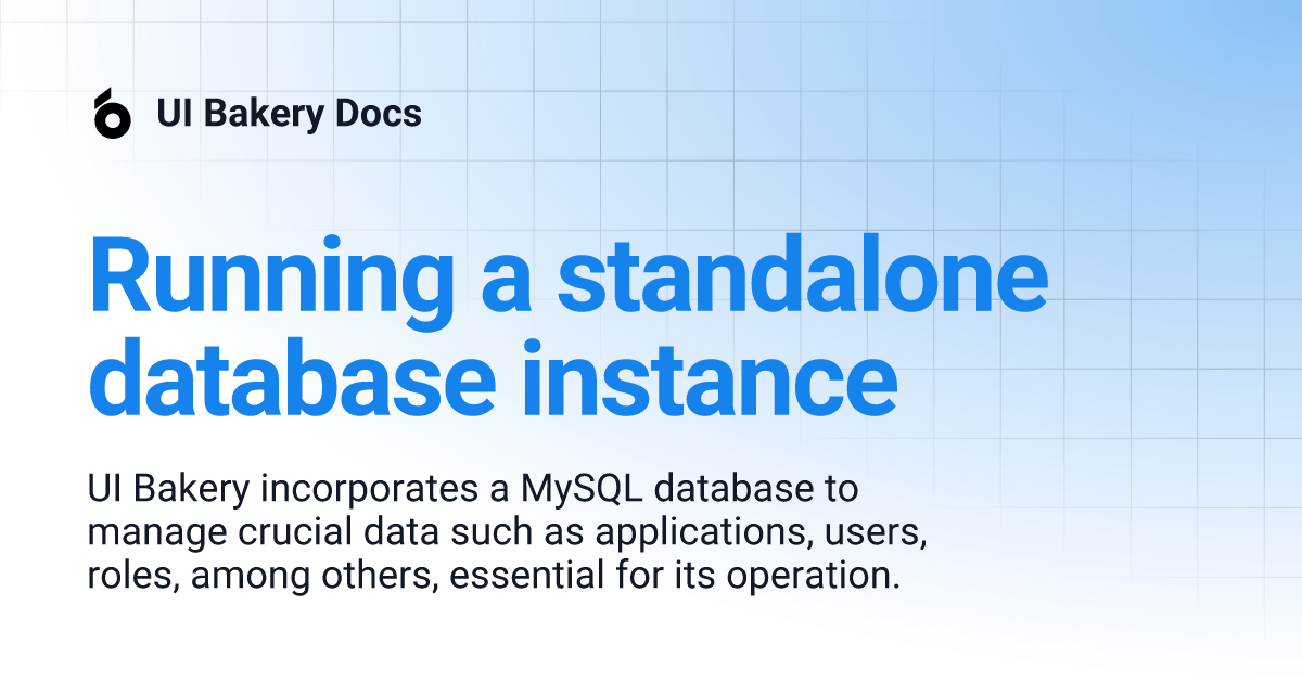 Running A Standalone Database Instance Ui Bakery Docs 